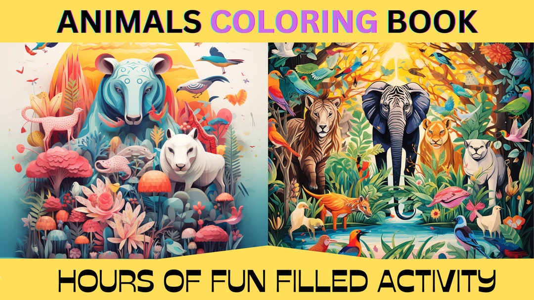 Animals Activity Coloring Sheet | 9 Printable Coloring Pages | Digital ...