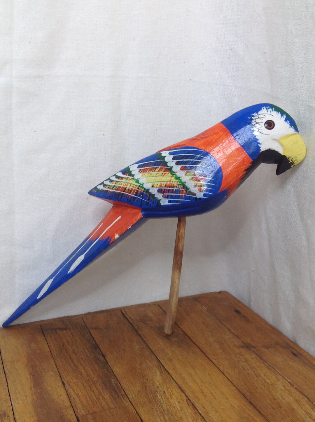 Handpainted Vintage Wood Parrot With Stake - Etsy