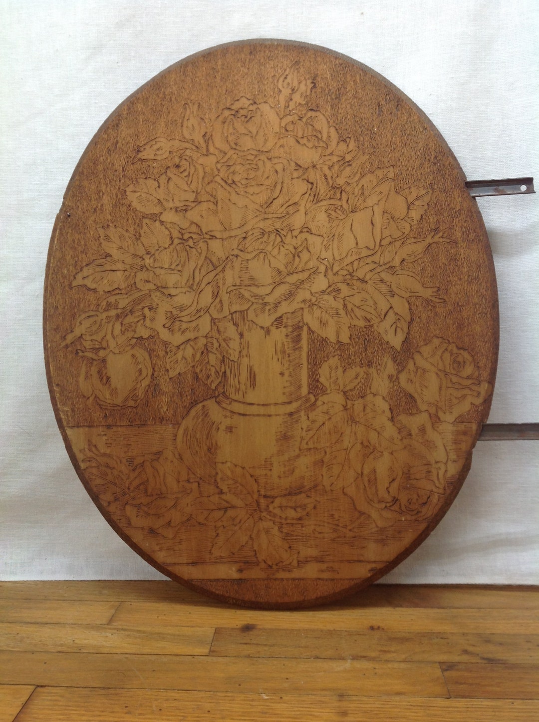 Rustic Pyrography Roses on a Large Wood Oval - Etsy