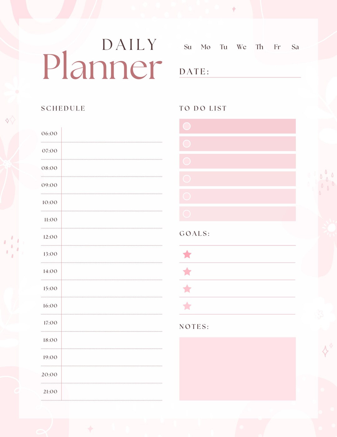 Daily Planner Printable, Downloadable, Productivity Planner, Daily ...