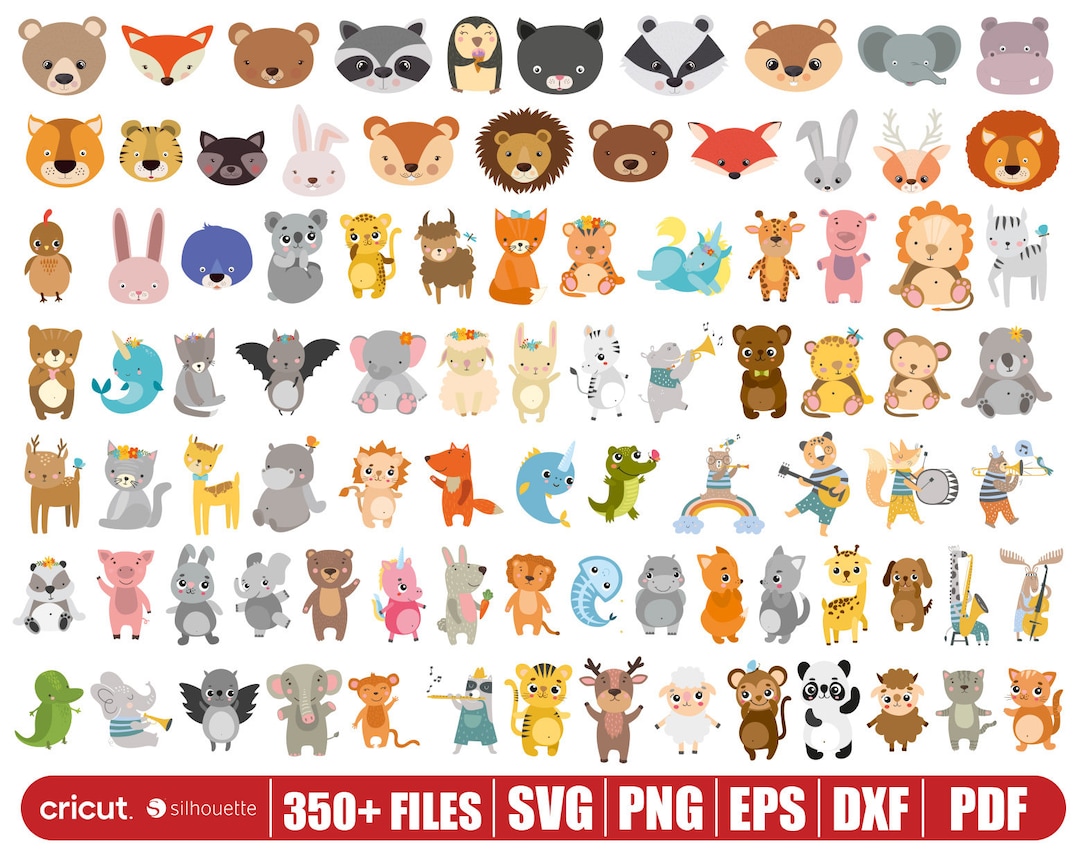 Cute Animal Svg, Layered Files, Animal Svg for Cricut, Baby Animal Svg ...