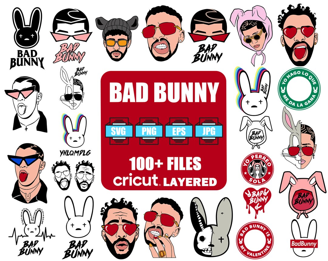 Bad Bunny SVG, Bad Bunny PNG Files, Bad Bunny Clipart, Face Svg for ...