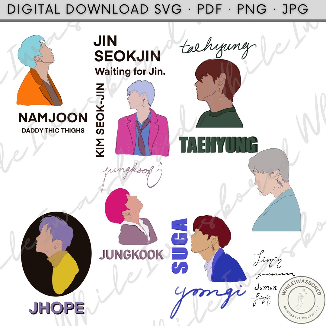 BTS Members Profile Bundle Bangtan Fan BTS Svg Kpop Svg, Pdf, Png, and ...