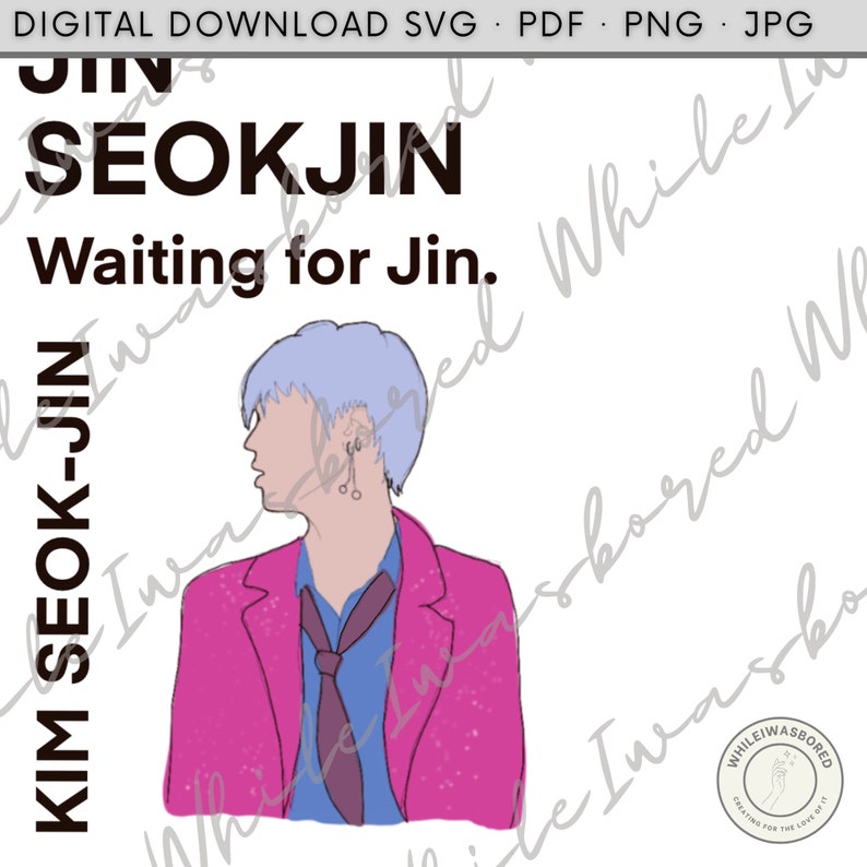 BTS Jin Profile Bangtan Svg Kpop Svg Pdf Png and Jpg - Etsy