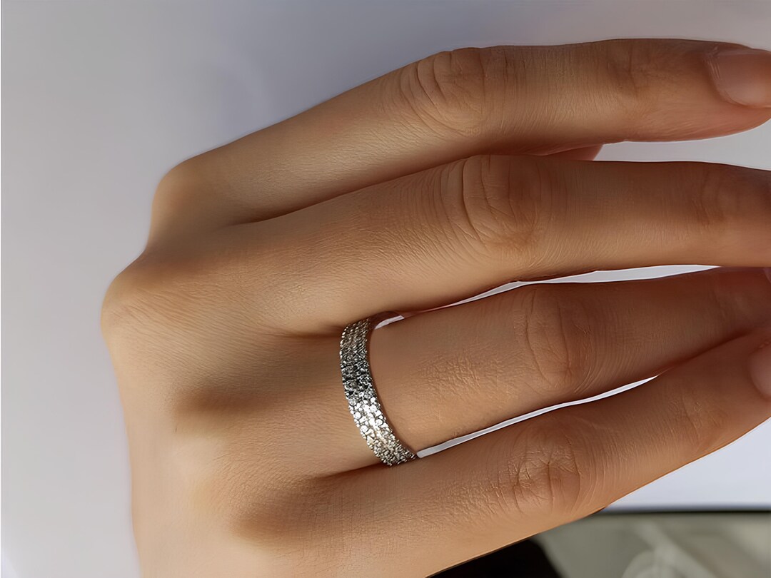 Double Eternity Ring, Genuine Diamond Layered Eternity Band, 14K Gold ...