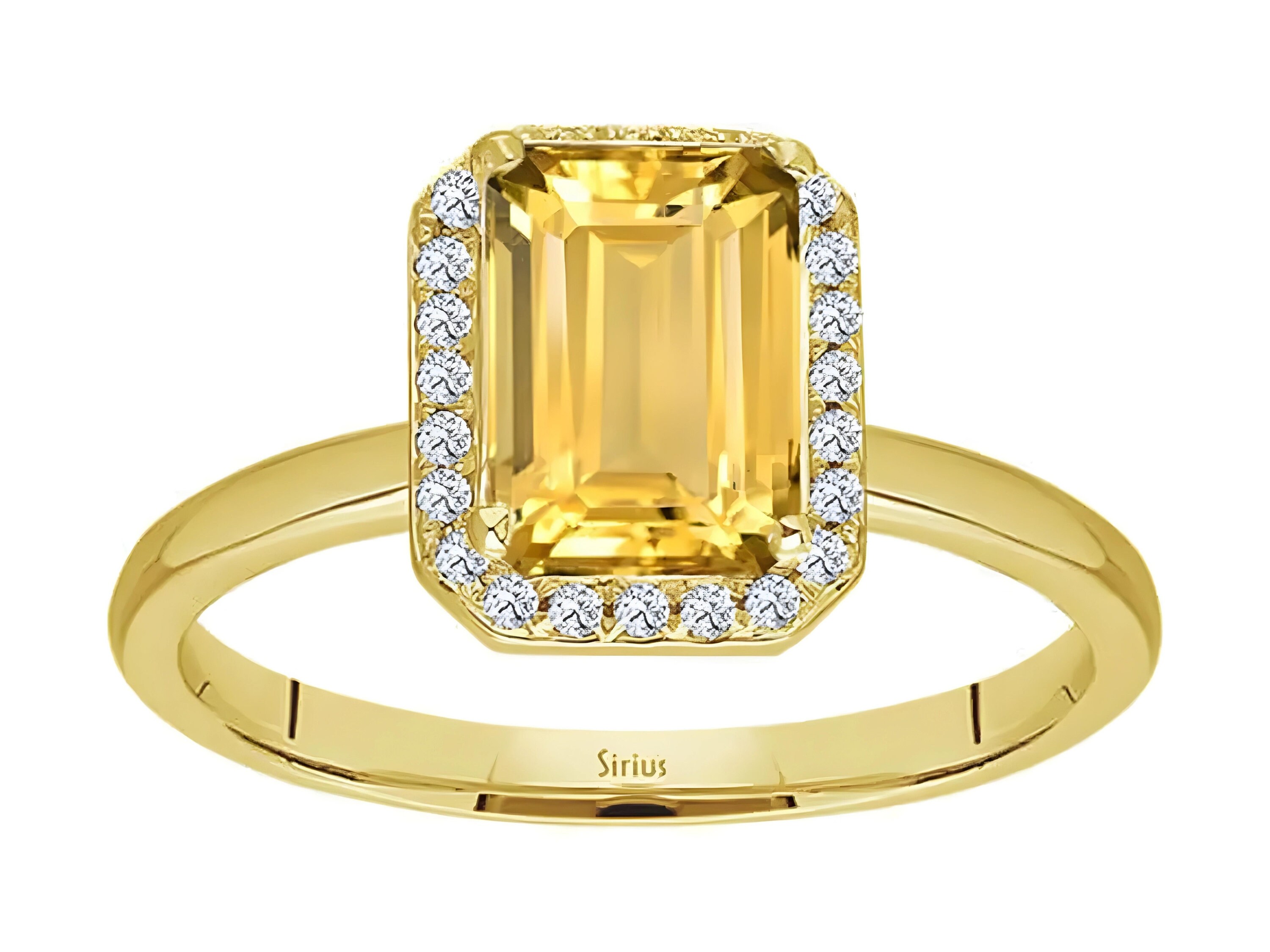 Natural Citrine Solitaire Ring, 14K Gold Engagement Ring, Diamond ...