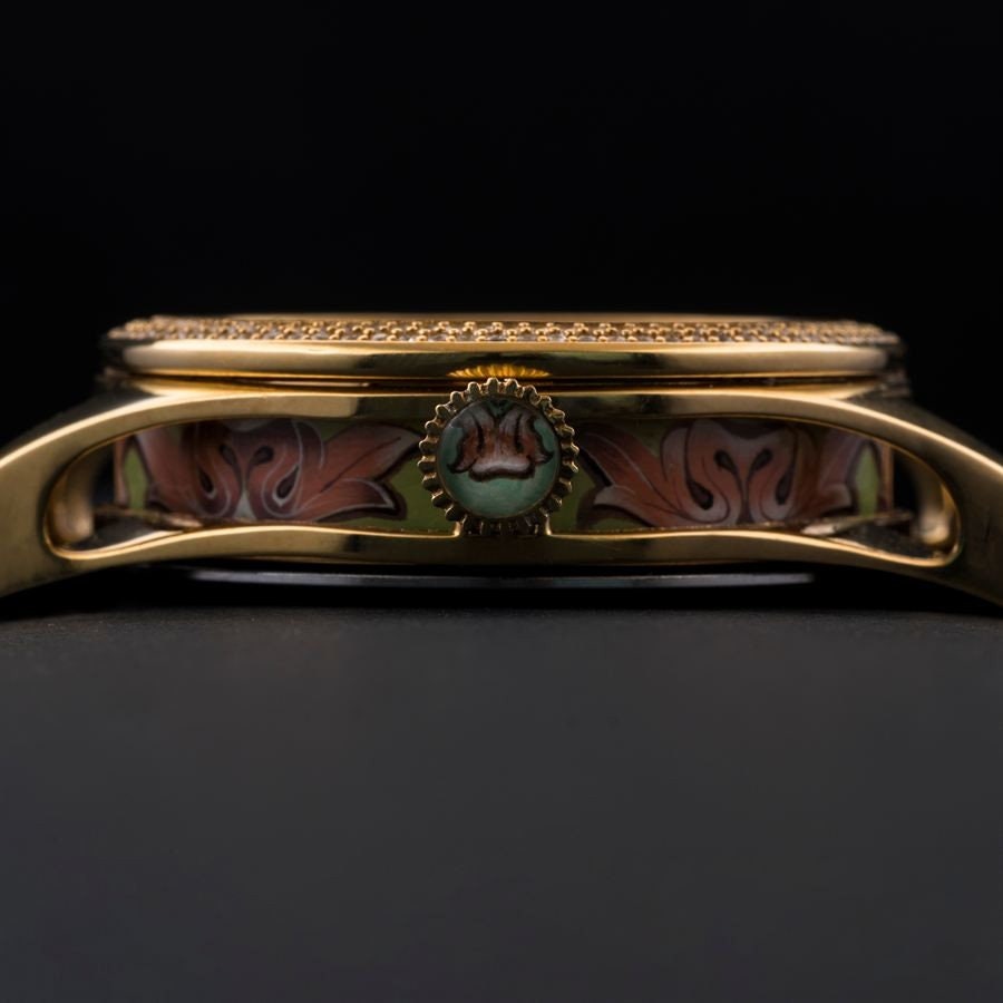 Hand Painted Floral Design Women Watch, Genuine Leather Luxury Watch ...