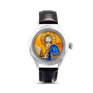 Micro Mosaics Hand Painted Jesus Watch, Stainless Still Religious ...