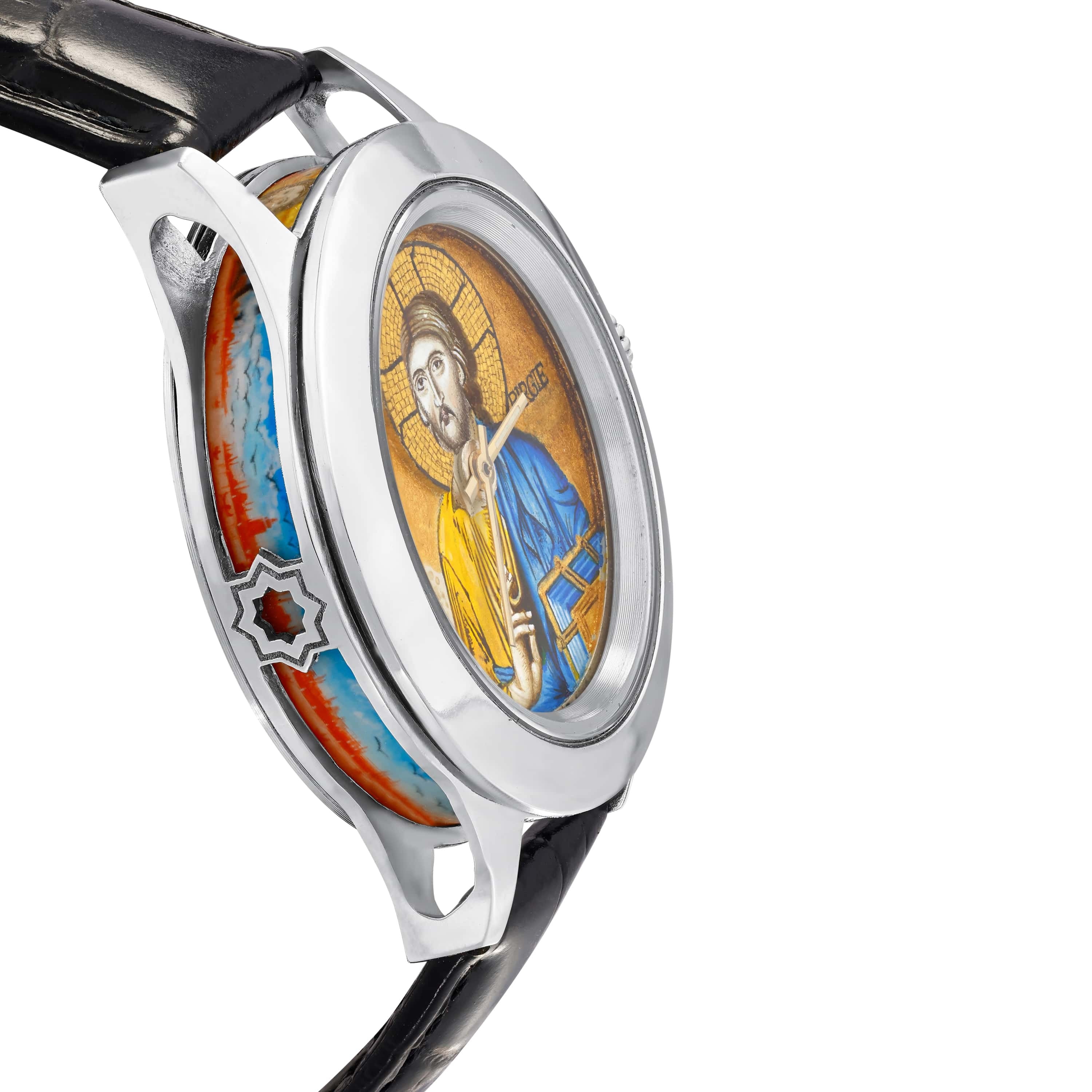 Micro Mosaics Hand Painted Jesus Watch, Stainless Still Religious ...