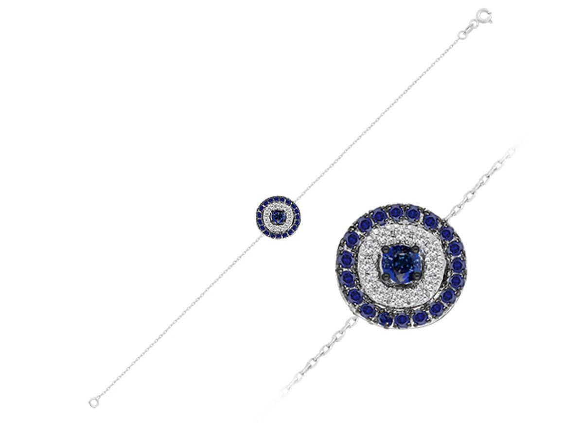 Dainty Evil Eye Women Bracelet, 14K Gold Turkish Eye Bracelet, Genuine ...