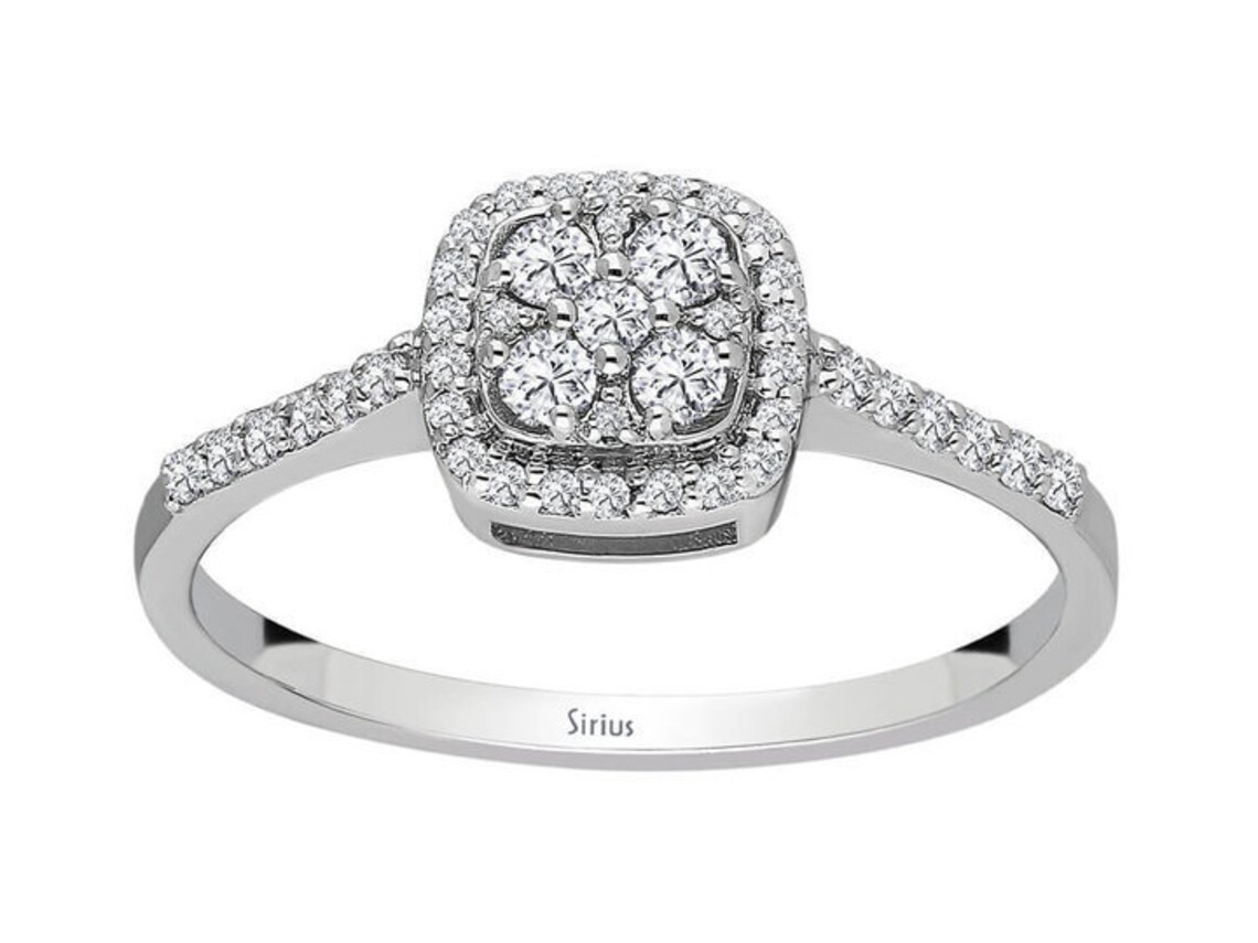 Genuine Diamonds Pave Engagement Ring, 14K Gold Women Promise Ring, 0. ...