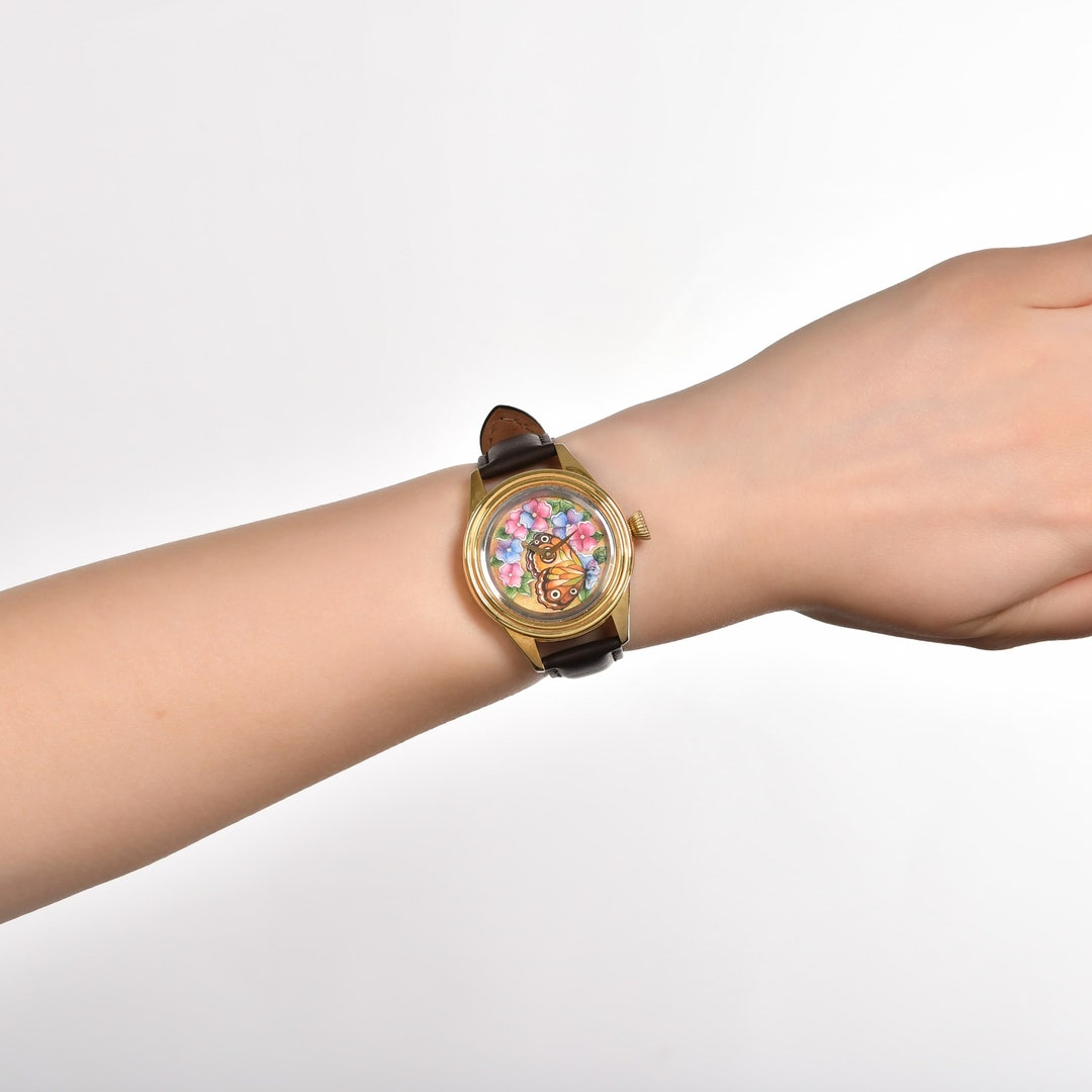Butterfly Hand Painted Women Wristwatch, Stainless Still Waterproof ...