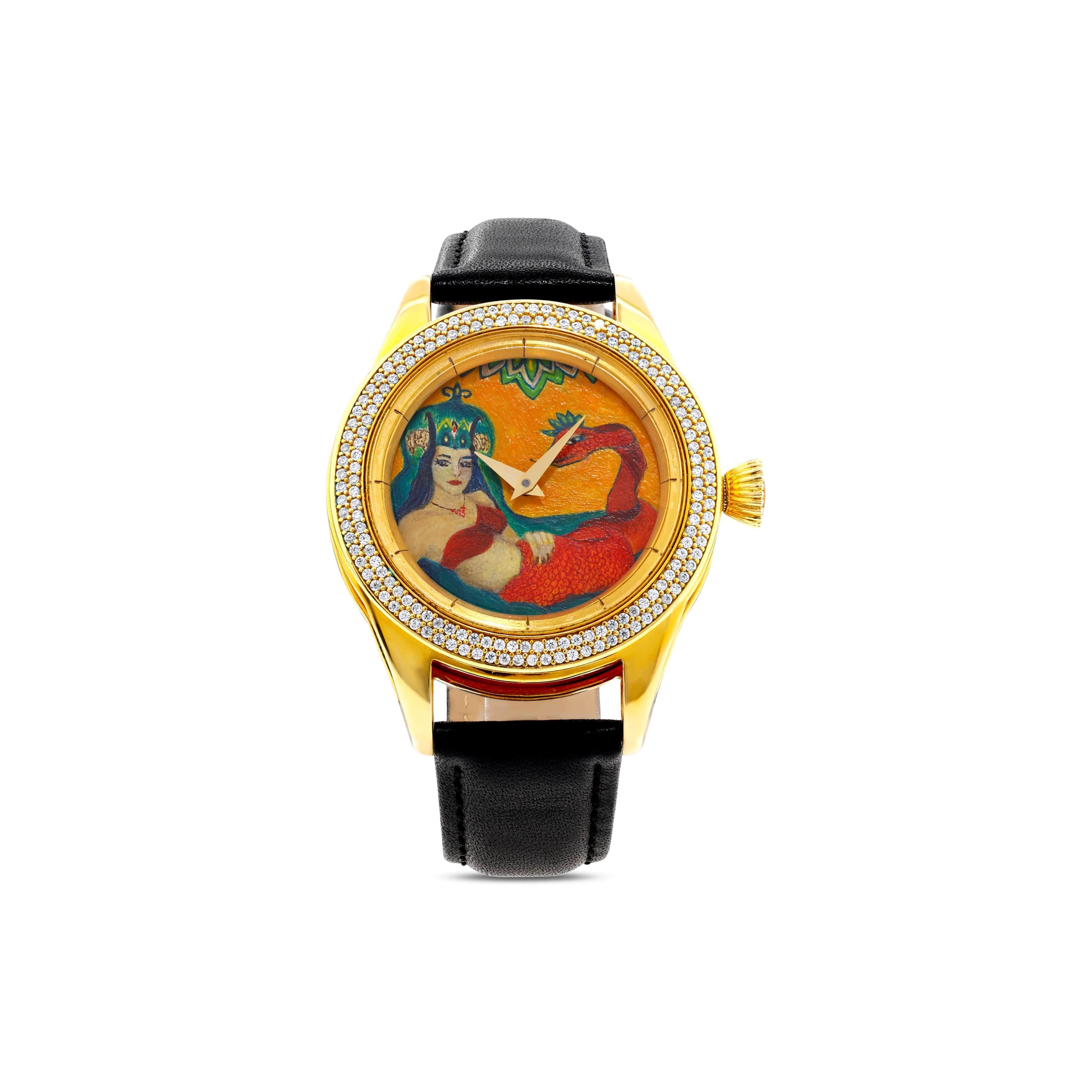 Gorgeous Sahmaran Painted Watch, Real Diamond Luxury Wristwatch ...