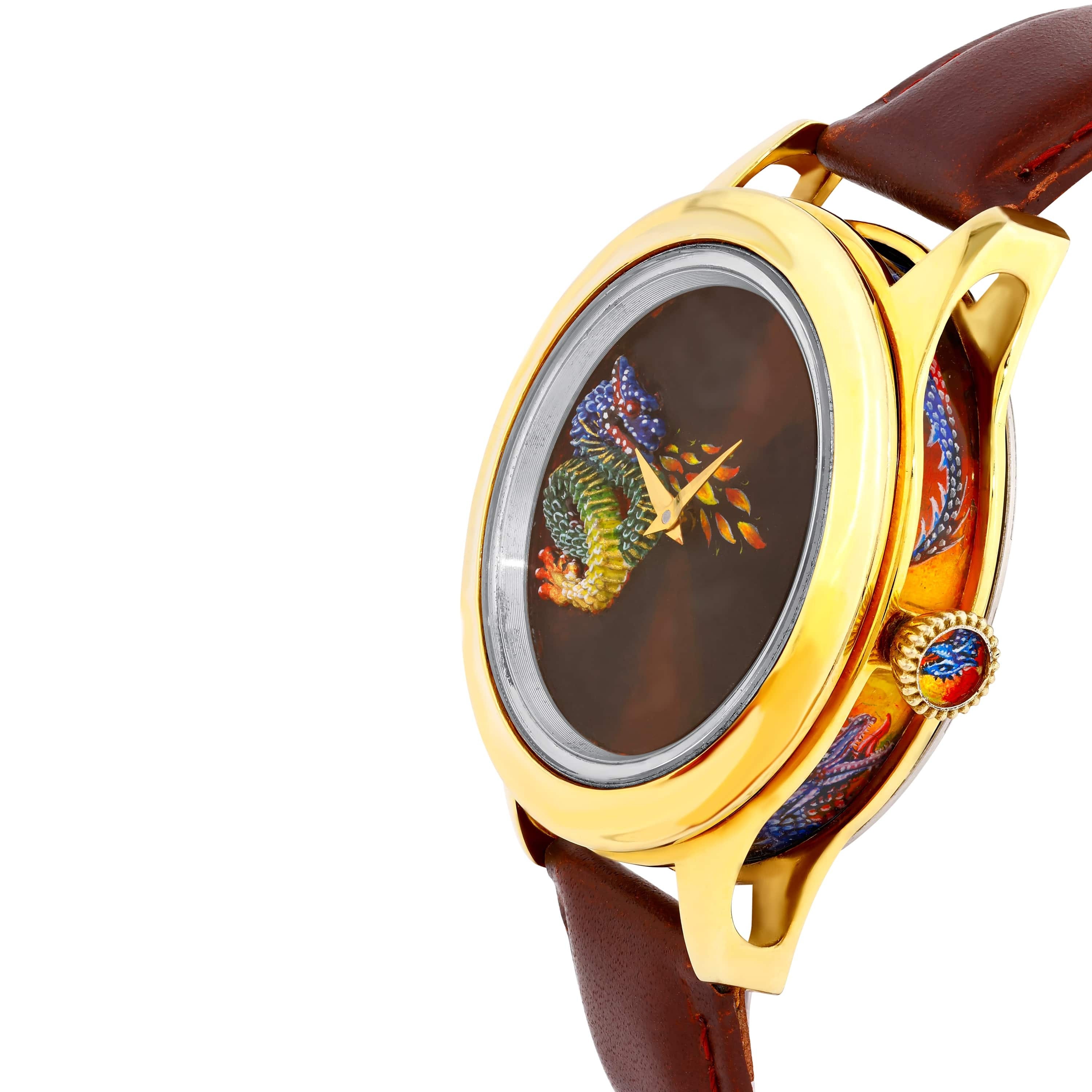 Elegant Dragon Hand Painted Luxury Watch, Chinese Mythology Wristwatch ...