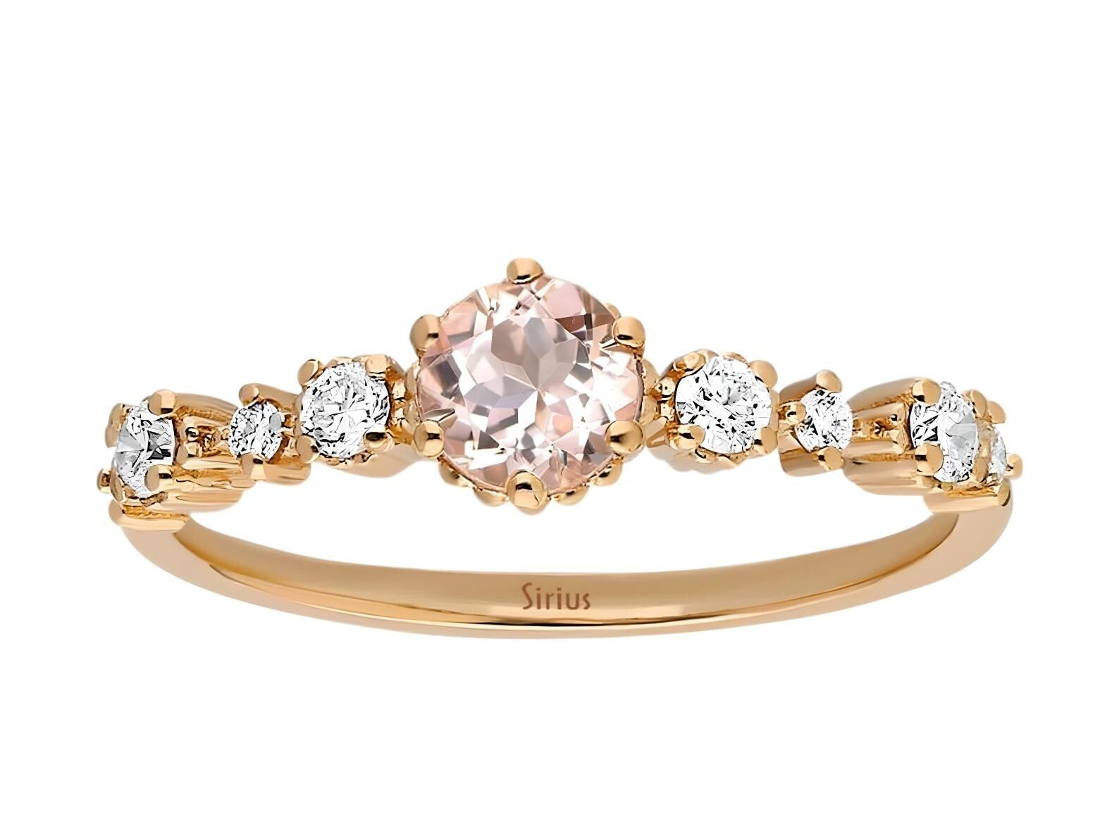 Genuine Morganite Engagement Ring, Handmade Diamond Promise Ring, 14K ...