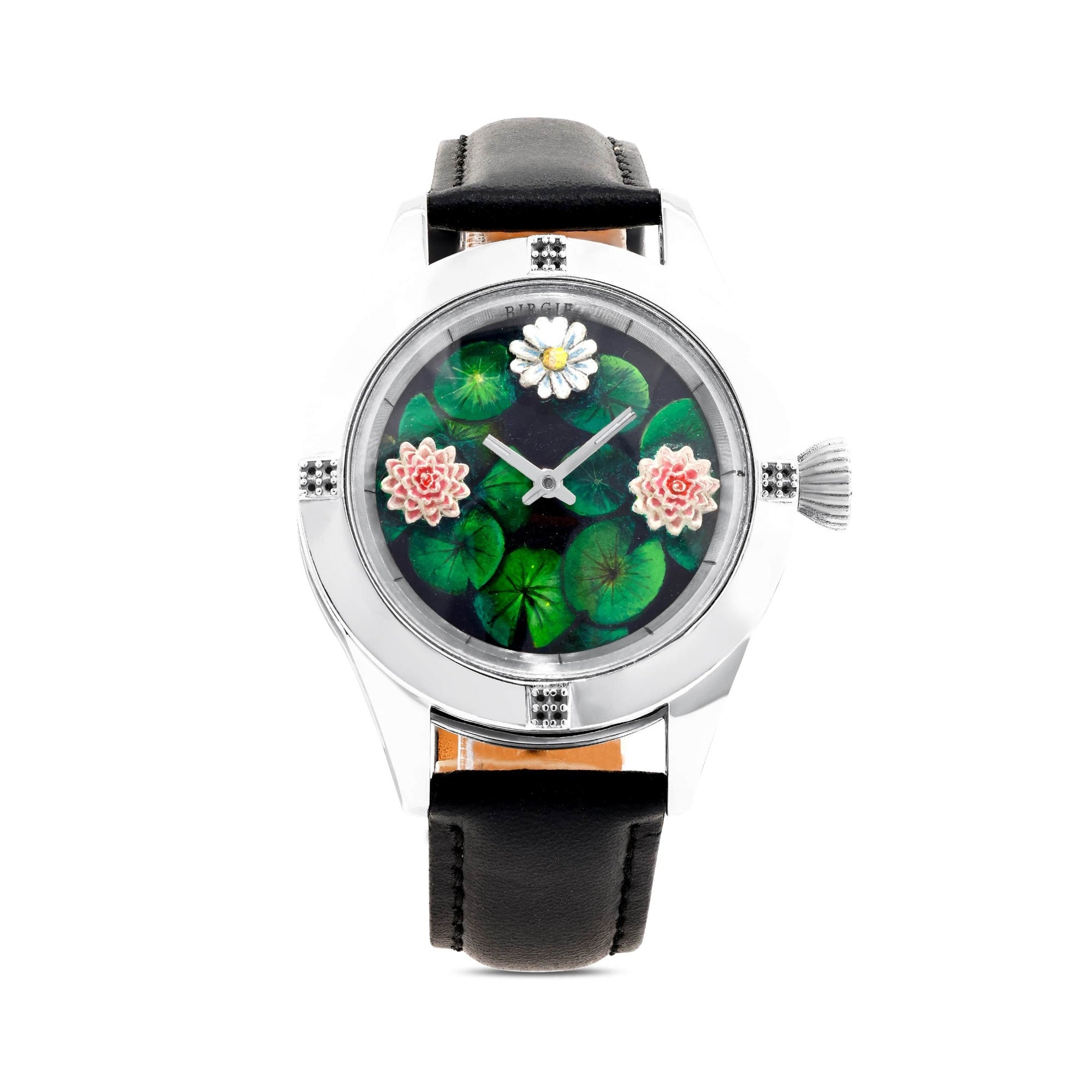 Lotus Flower Women Watch, Hand Painted Floral Analog Wristwatch ...