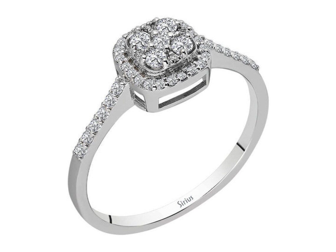 Genuine Diamonds Pave Engagement Ring, 14K Gold Women Promise Ring, 0. ...