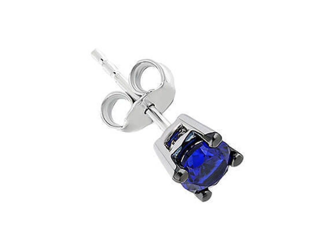 Genuine Blue Sapphire Solitaire Earring, 14K Gold Birthstone Earring ...