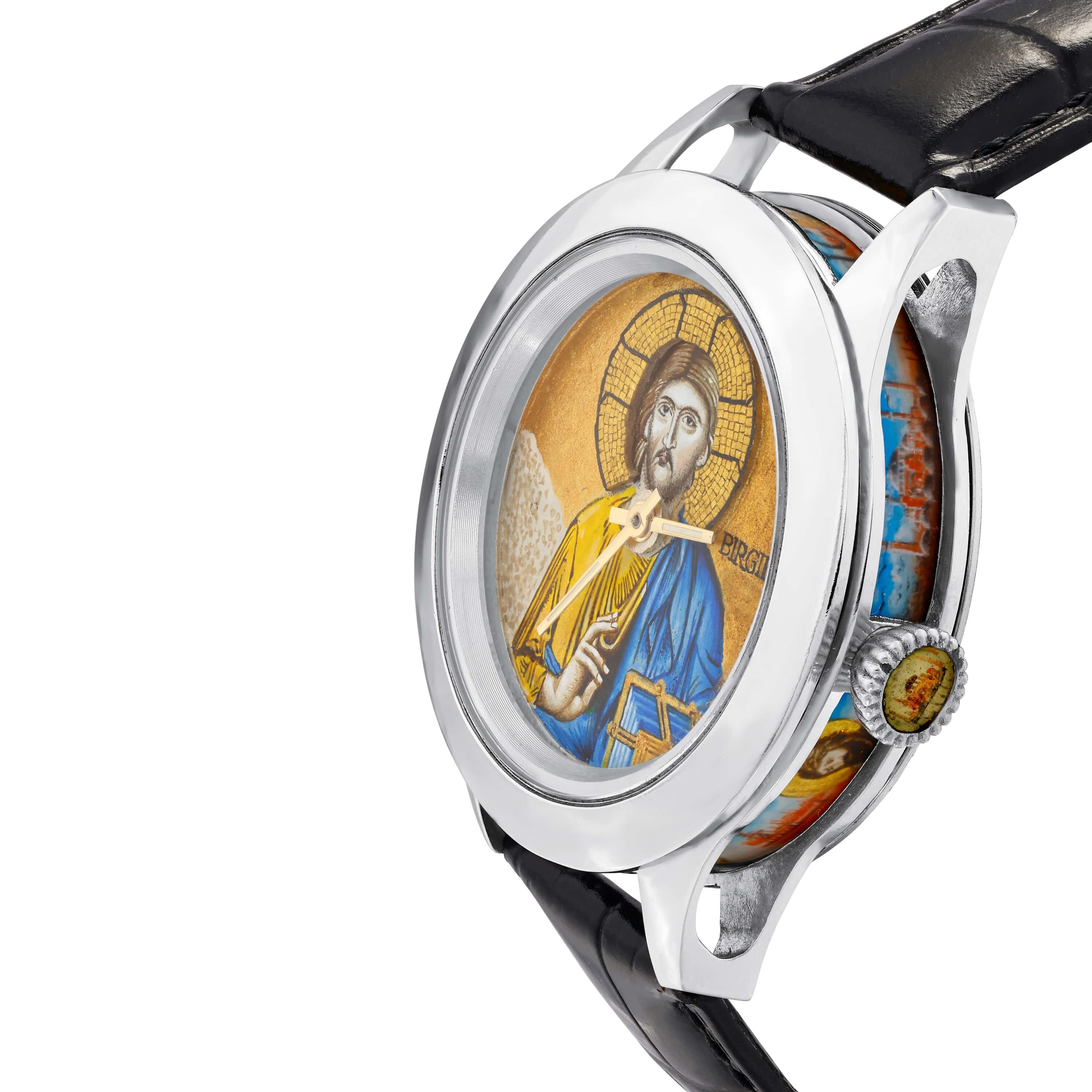 Micro Mosaics Hand Painted Jesus Watch, Stainless Still Religious ...