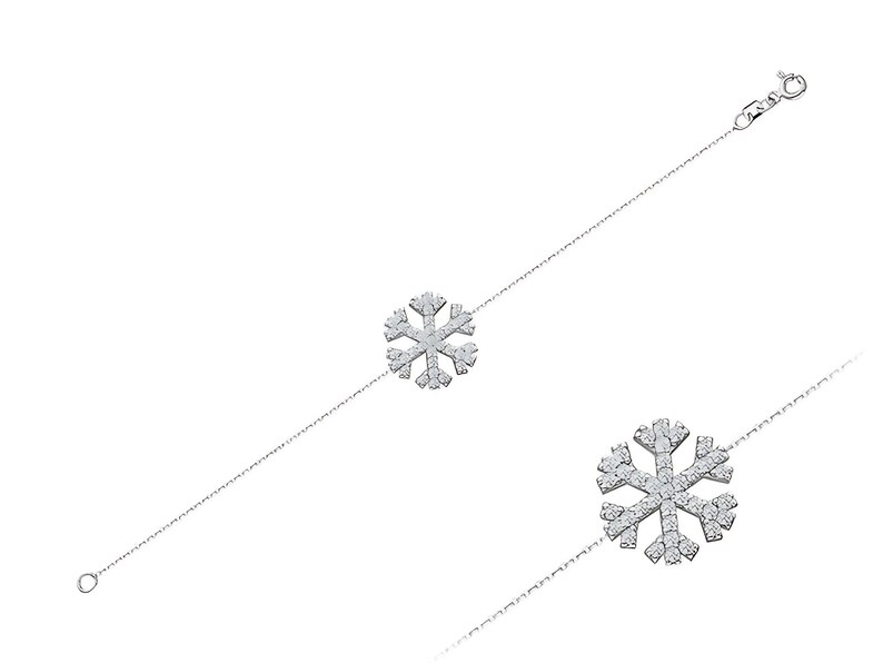 Genuine Diamond Snowflake Bracelet, 14K Gold Winter Bracelet, Unique ...