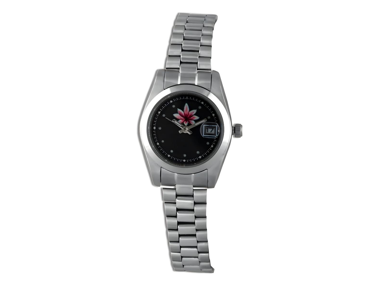 Elegant Lotus Flower Women Wristwatch, Hand Painted Floral Analog Watch ...