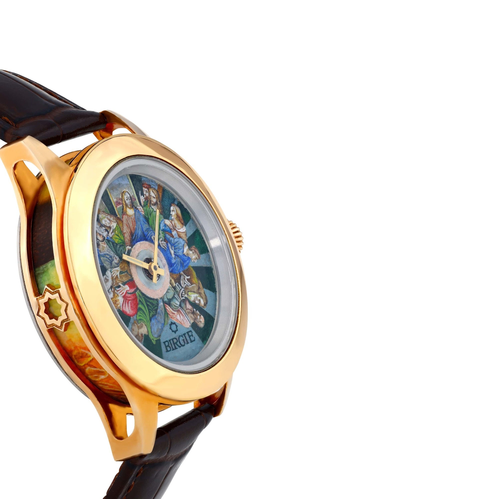 Stunning Hand Painted Leonardo Da Vinci Watch, Genuine Leather Unisex ...
