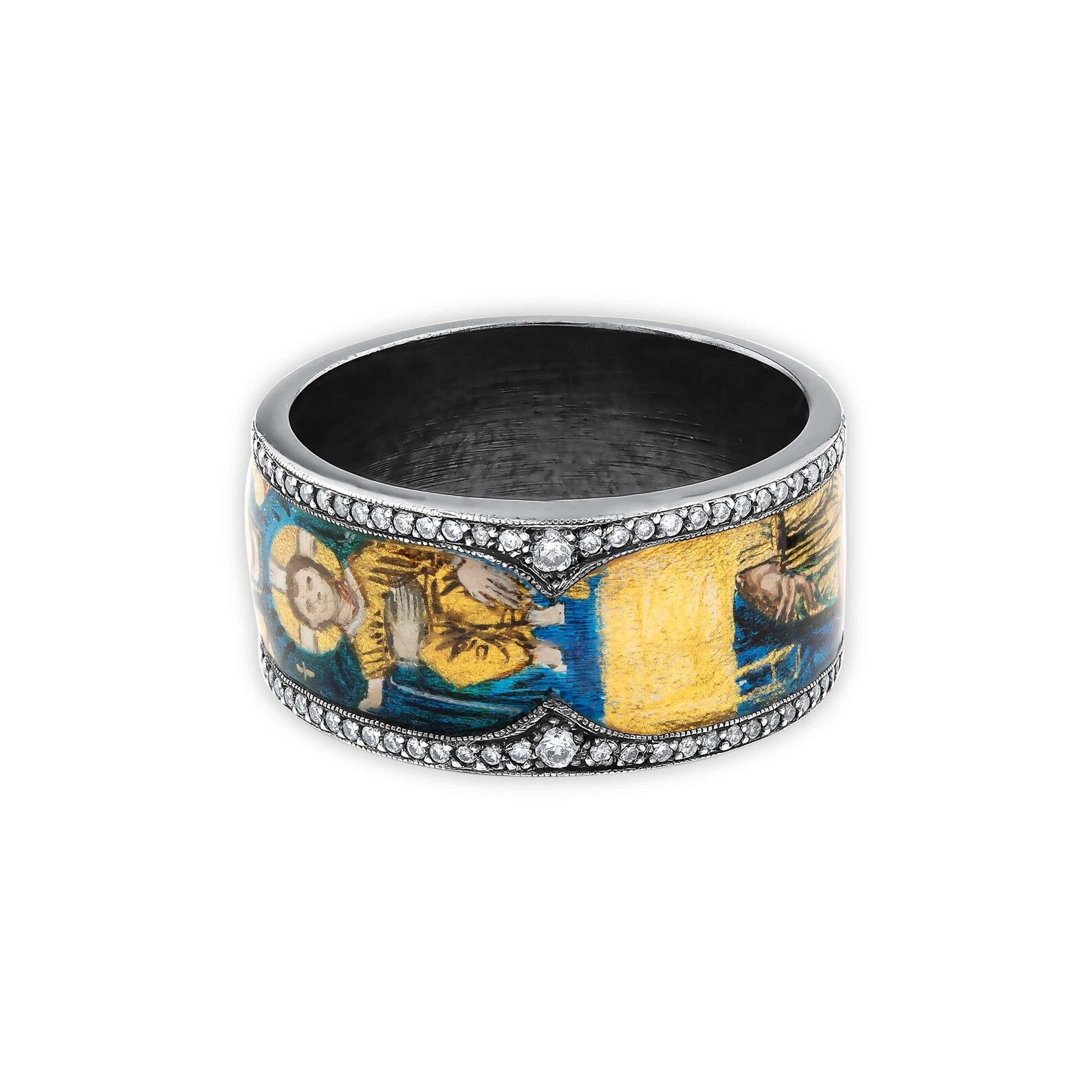 24K Gold Virgin Mary Band Ring, Religious Engagement Ring, Genuine ...