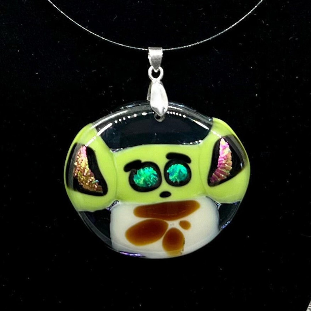 Baby Yoda Fused Dichroic Glass Pendant Necklace Handcrafted Jewelry ...