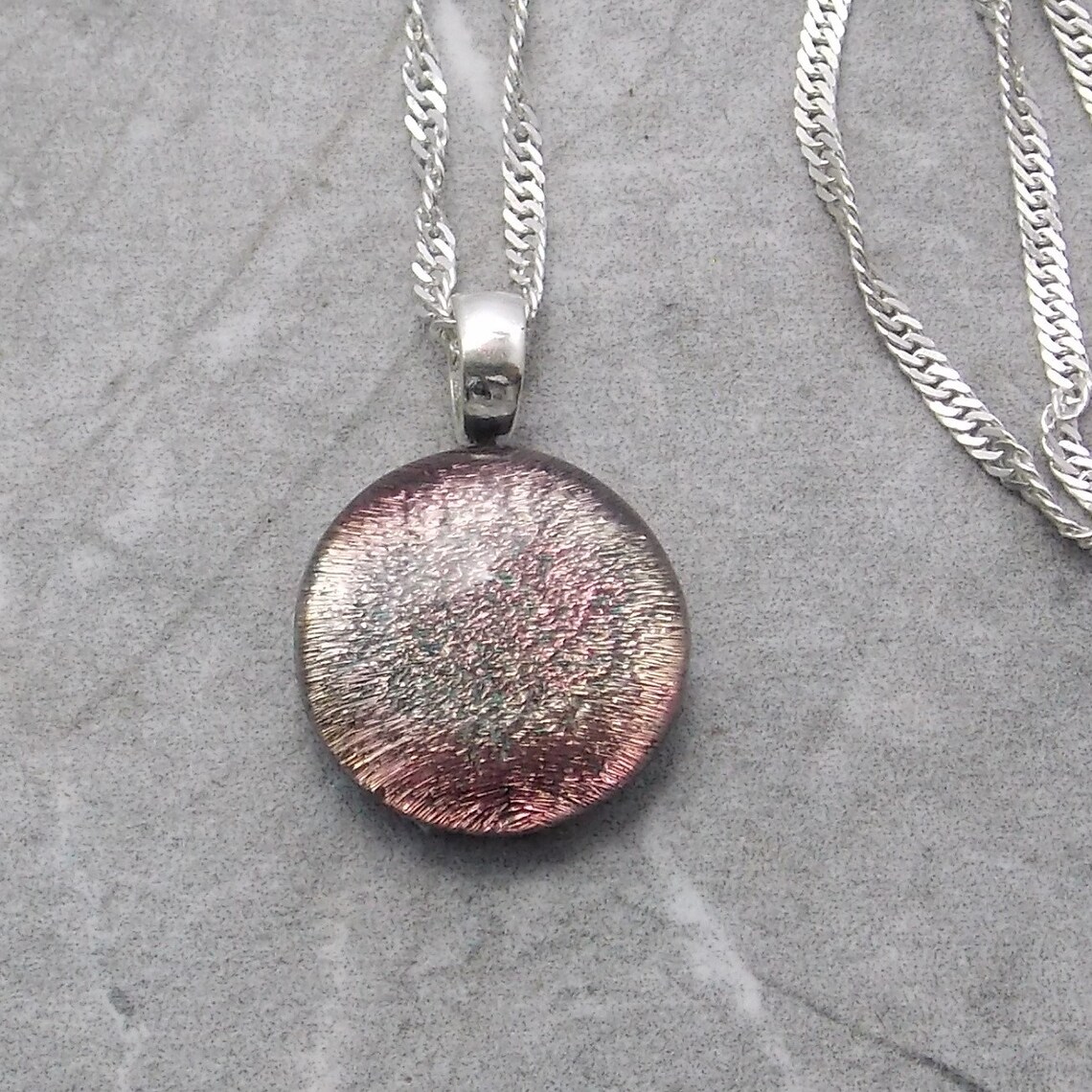 Dichroic Fused Glass Pendant & 18 Sterling Silver Chain - Etsy