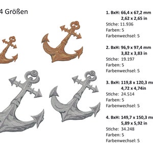 Stickdatei Anker, 4 Größen, Instant Download, ZIP-Datei, Maschinenstickerei - Etsy.de