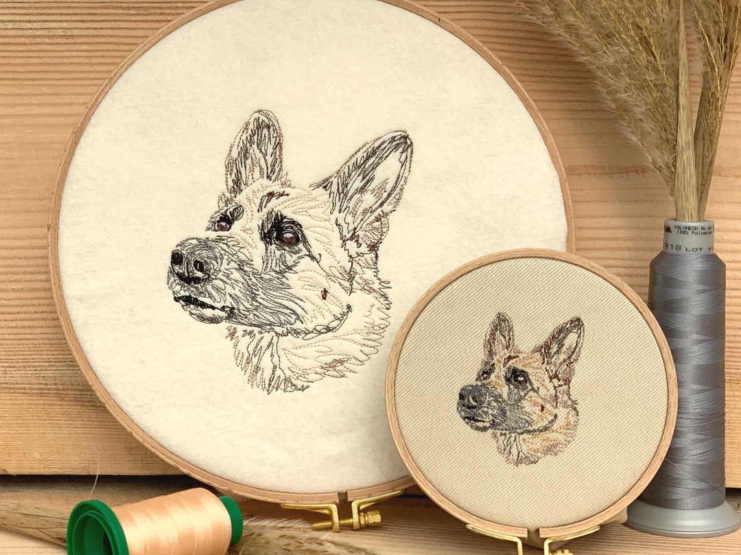German Shepherd Embroidery Design Dog Digital File Cute Furry Nose ...