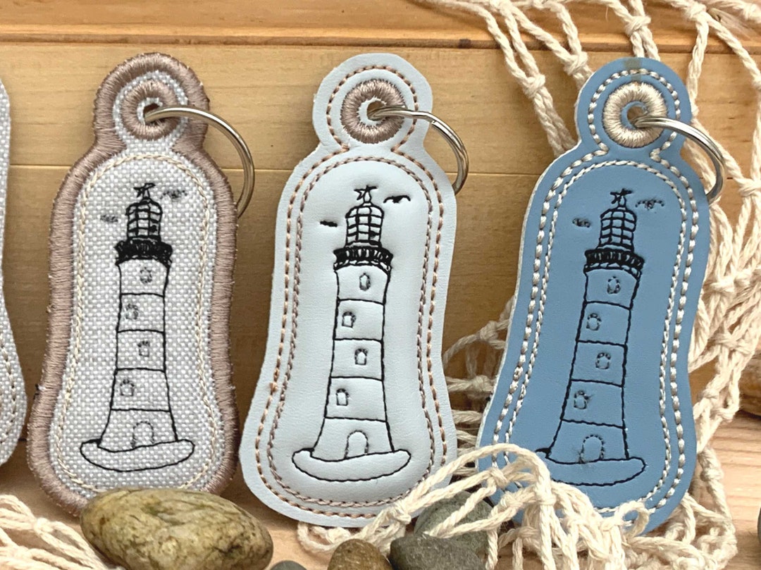 Lighthouse Embroidery Design Maritime Keychain 3D Seagulls Lighthouse ...