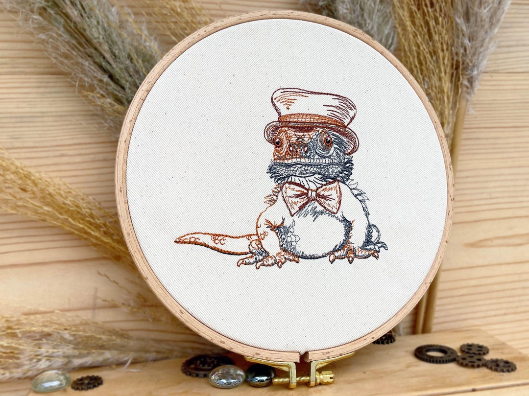 Embroidery File Lizard 5,11x4,33’’, Bearded Dragon Scribble, Embroidery ...