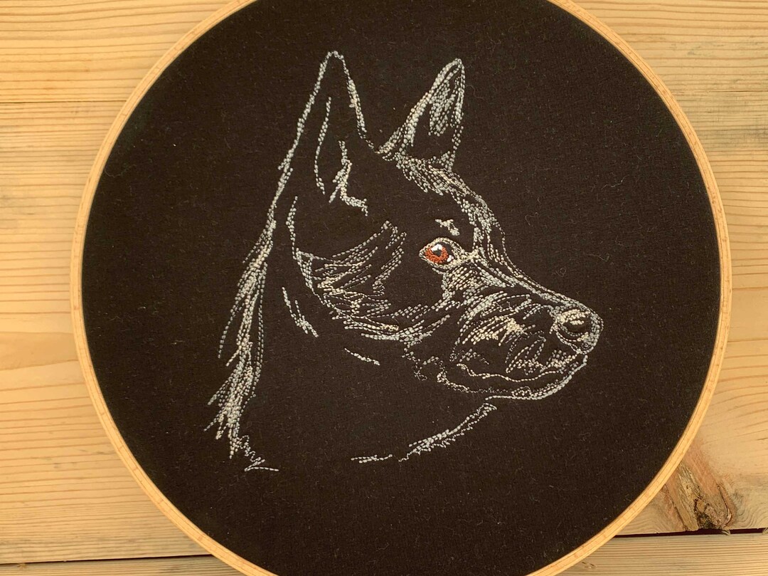 Sort Spids Embroidery File Dog, Dog as Scribble in 6 Sizes, Embroidery ...