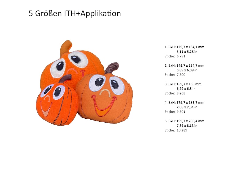 Pumpkin Embroidery File in the Hoop 7 Sizes, Stuffie Halloween Happy ...