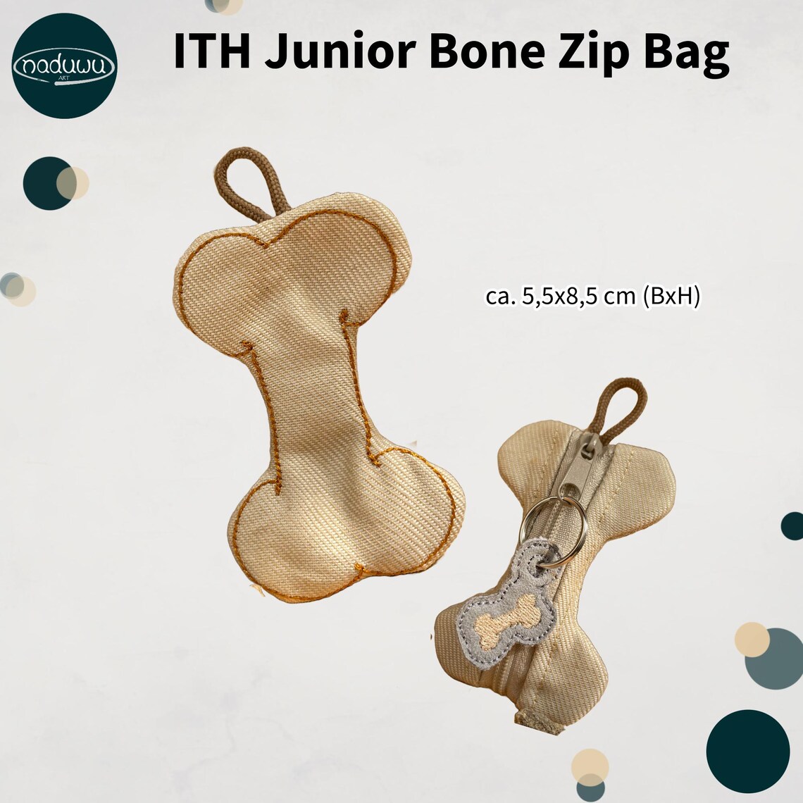 Embroidery File Bone Bag for 4x4'' Hoop With Zipper, in the Hoop Junior ...
