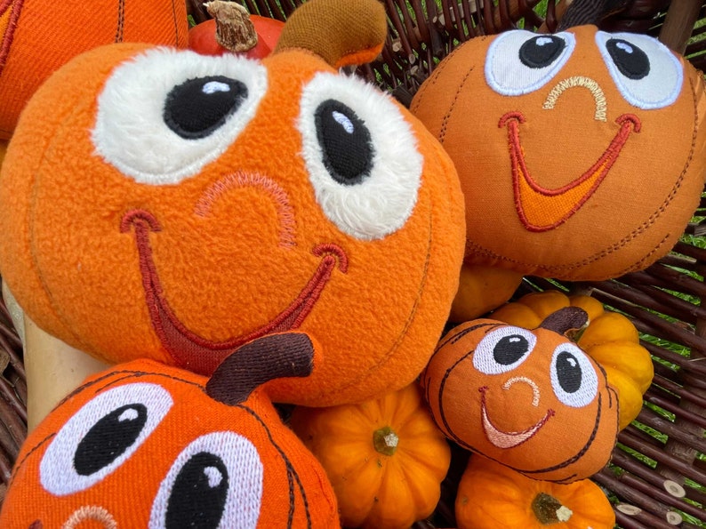 Pumpkin Embroidery File in the Hoop 7 Sizes, Stuffie Halloween Happy ...