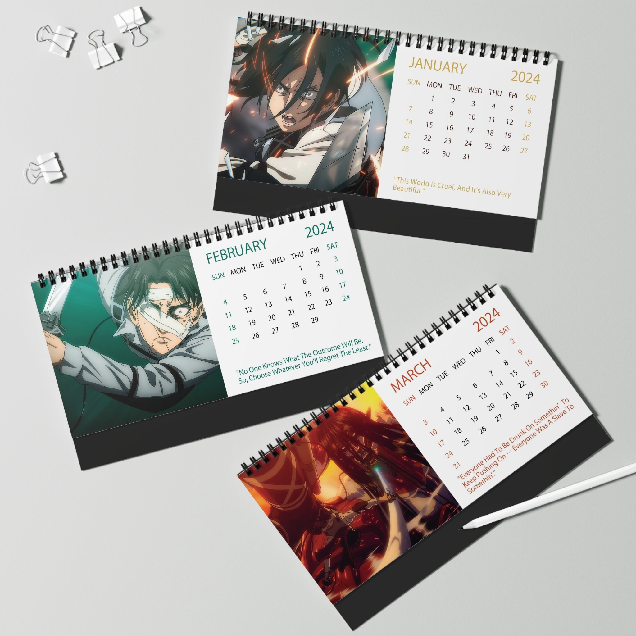 2024 Anime Manga Desk Calendar | 2024 Desk Calendar | 2024 Calendar ...