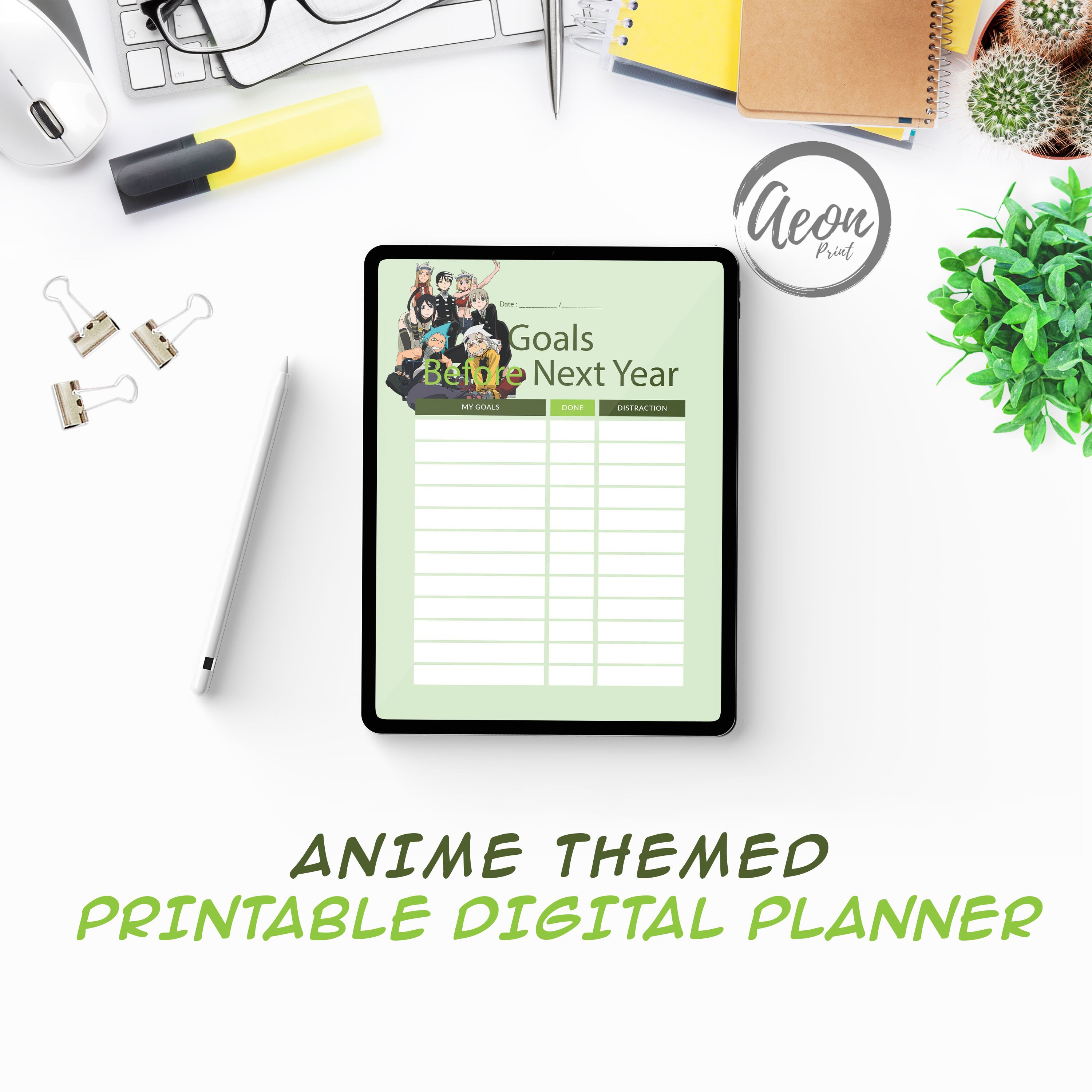Anime & Manga Planner - Daily Weekly Monthly Printable Undated Digital ...