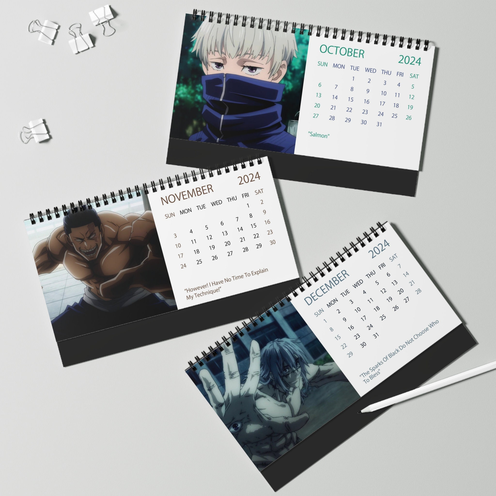 2024 Anime Desk Calendar | 2024 Desk Calendar | Anime | 2024 Calendar ...