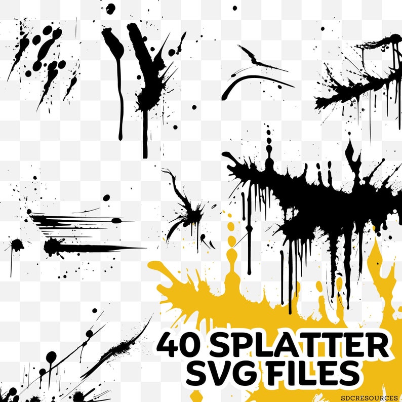 40 SVG Ink Splatter Files | Cricut Print on Demand Canva Instant ...
