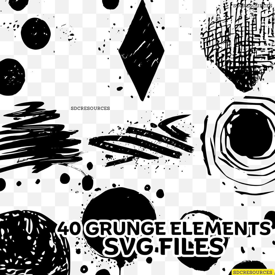 40 SVG Grunge Elements Files | Cricut Print on Demand Canva Instant ...