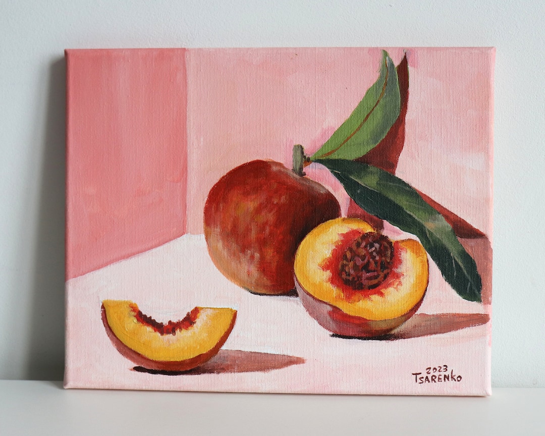 Peaches Acrylic Painting Original Art, Artwork - Etsy