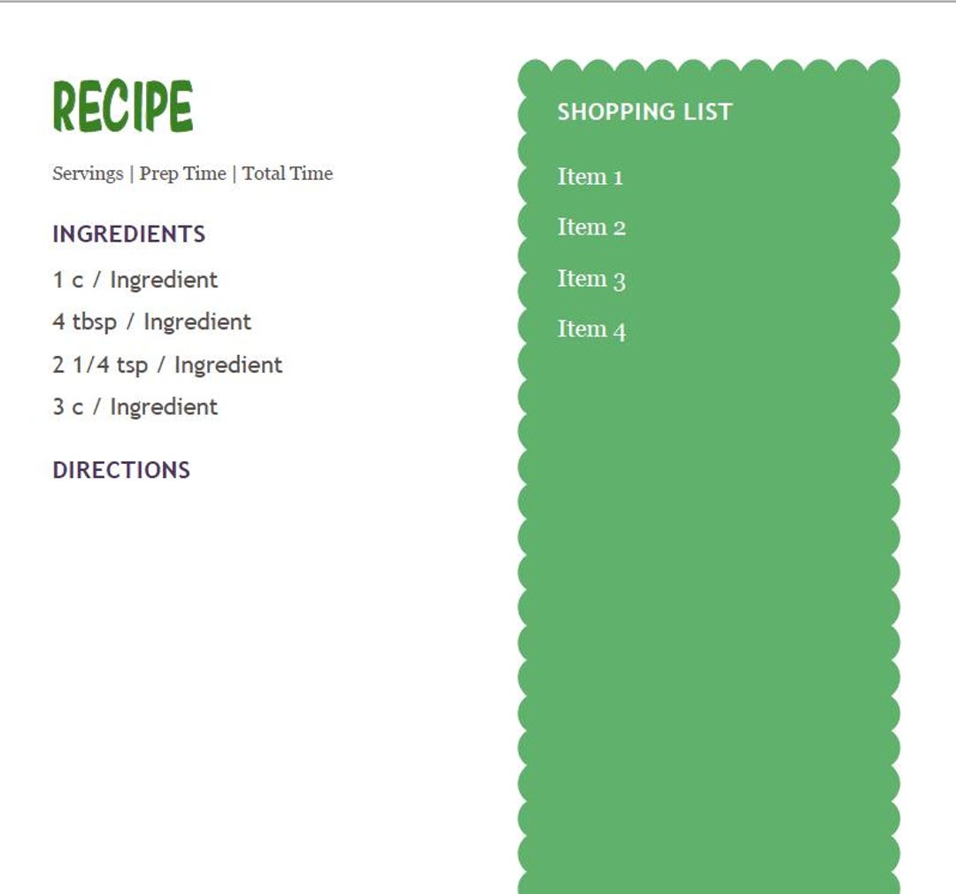 Perfect Recipe Card - Etsy