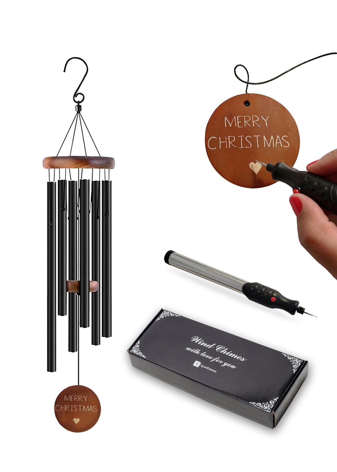 Indoor/outdoor Wind Chime Memorial Wind Chime Includes Engraving Pen ...
