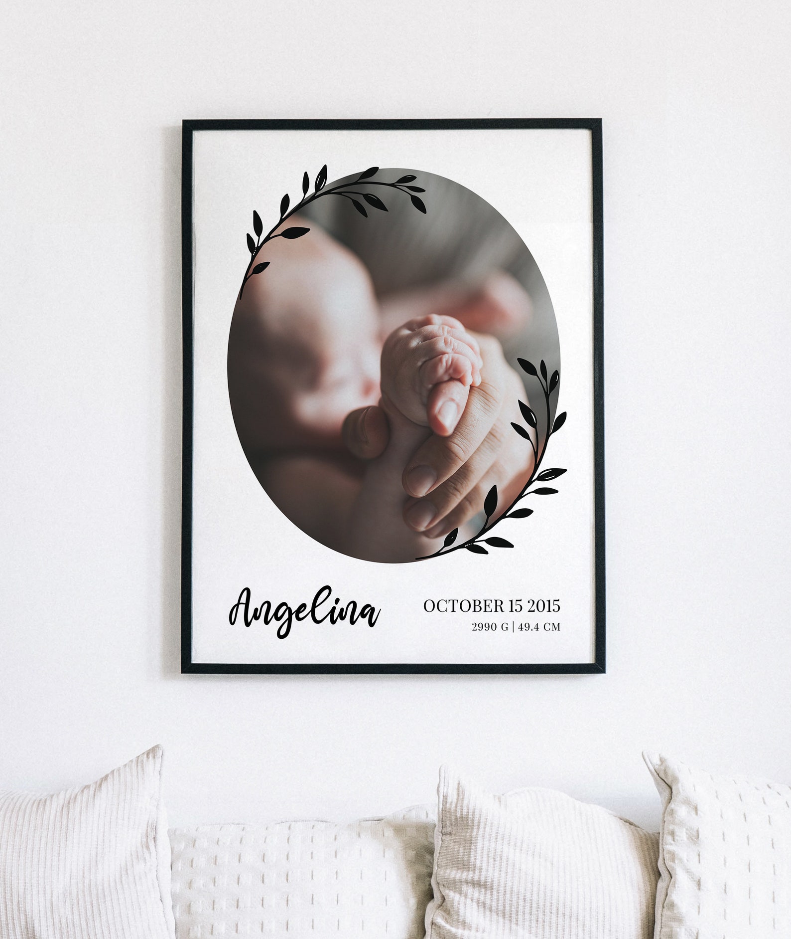Baby Birth Name Poster Stats Details Personalized Gift Wall Decor ...