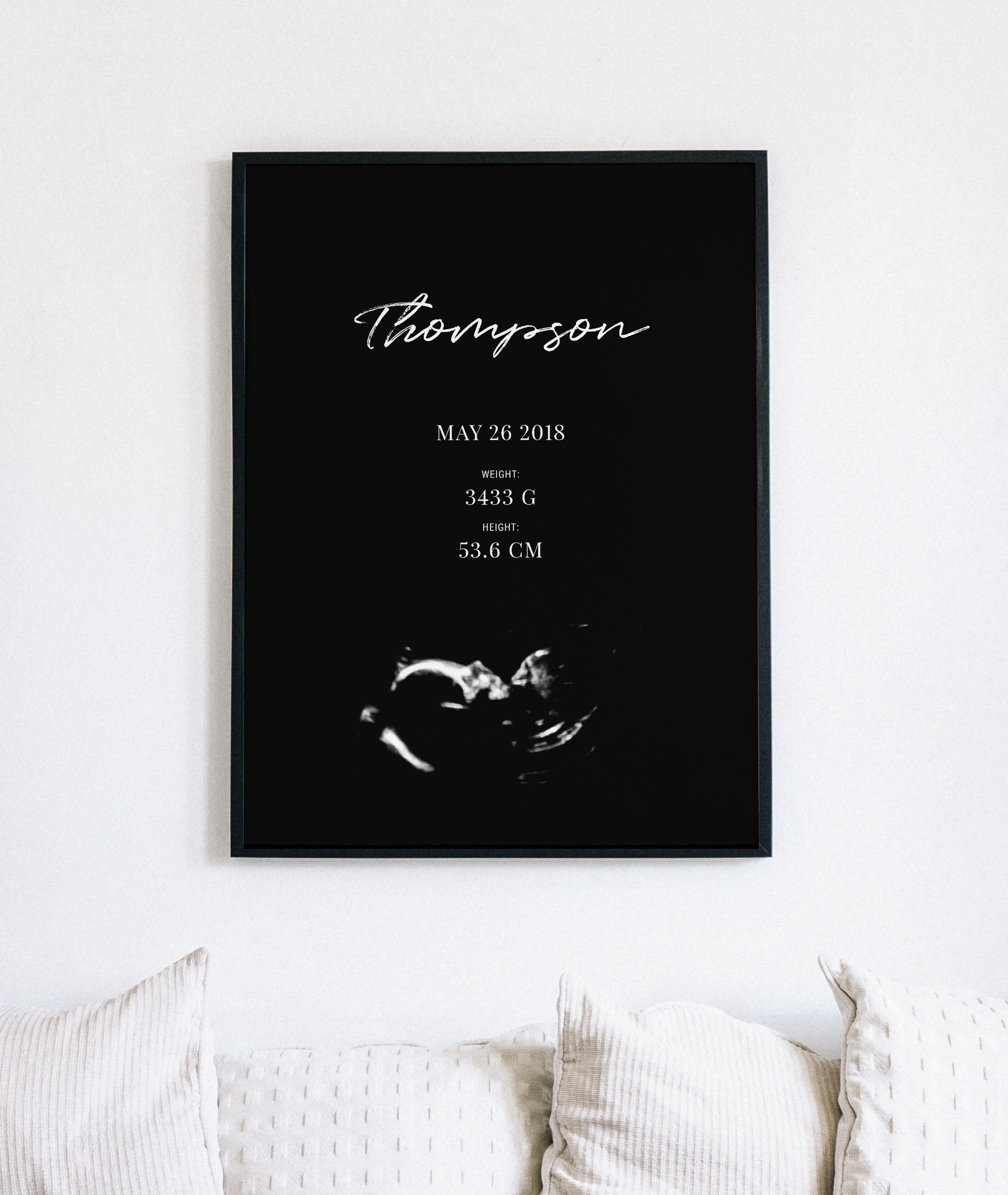 Personalized Ultrasound Scan Poster: Baby Birth Details, Nursery Decor ...