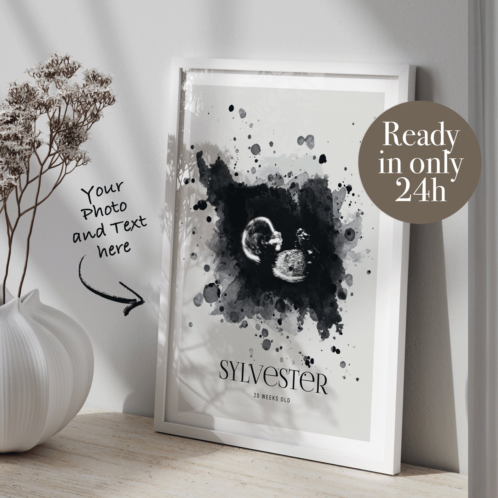 Ultrasound Scan Poster Baby Birth Details Personalized Gift Custom Wall ...