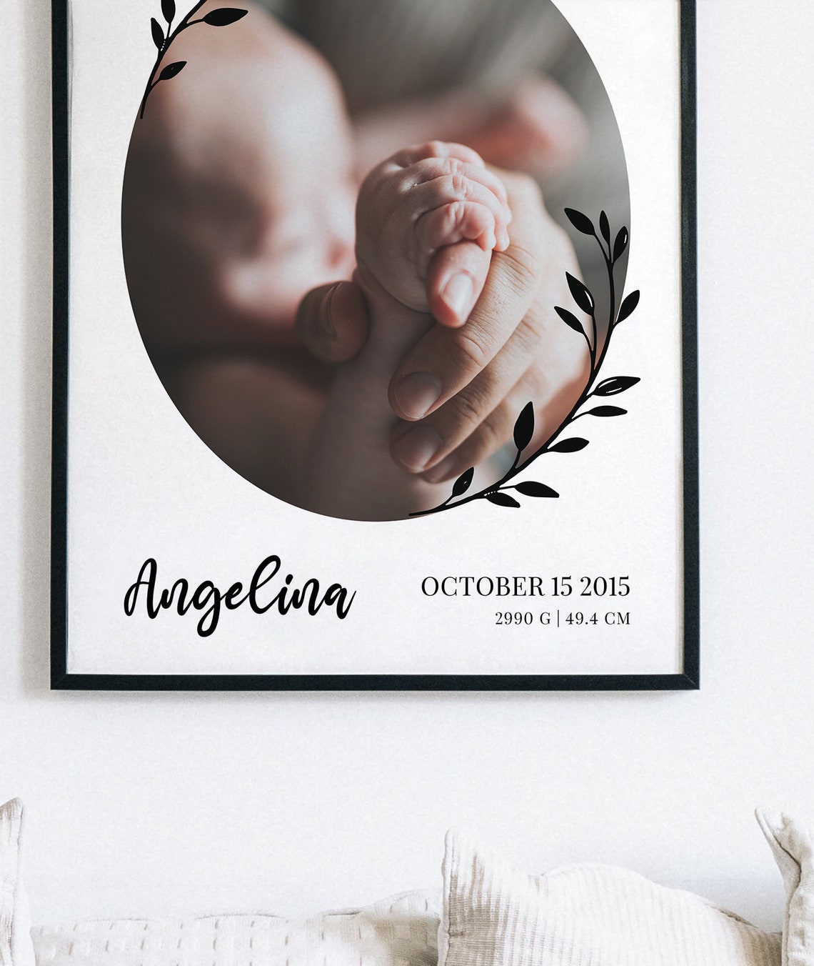 Baby Birth Name Poster Stats Details Personalized Gift Wall Decor ...