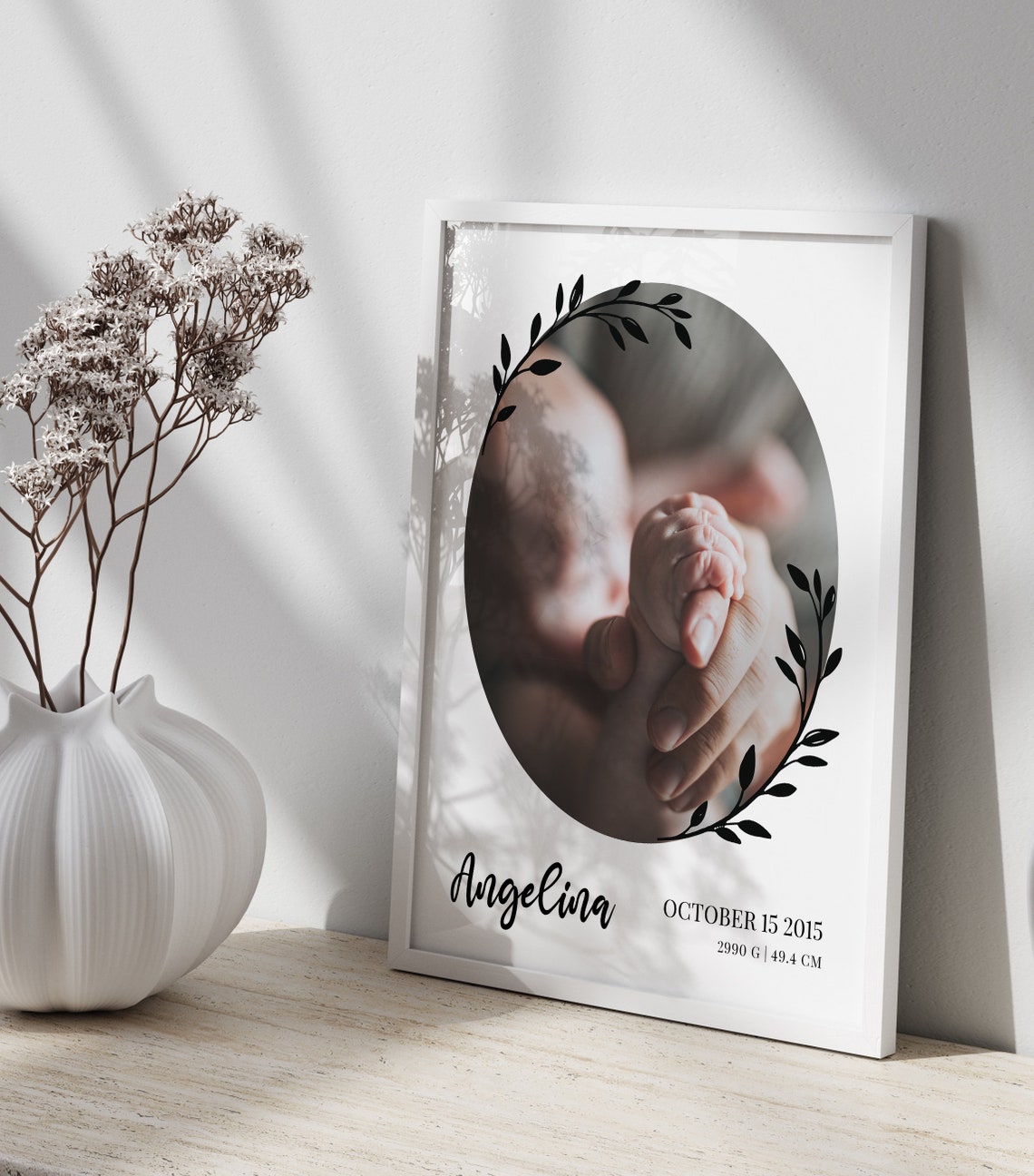 Baby Birth Name Poster Stats Details Personalized Gift Wall Decor ...